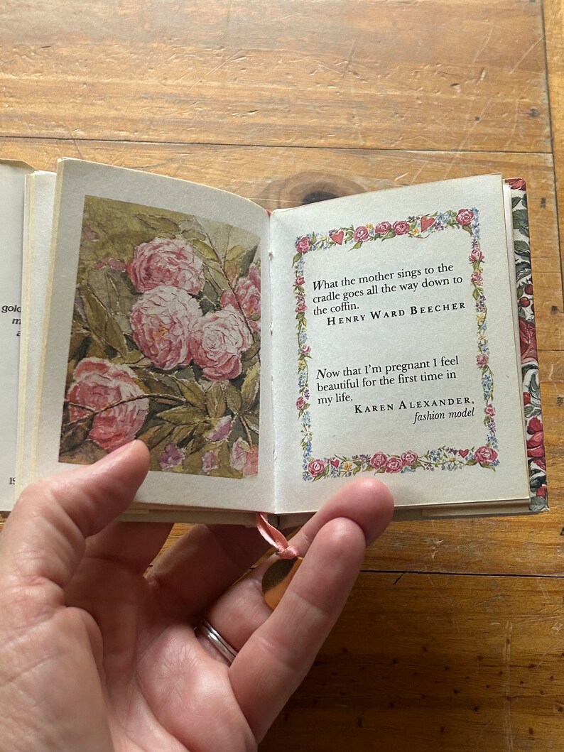 1992 Miniature Mom Book With 24K Gold-plated Bookmark, Pink Floral - Etsy