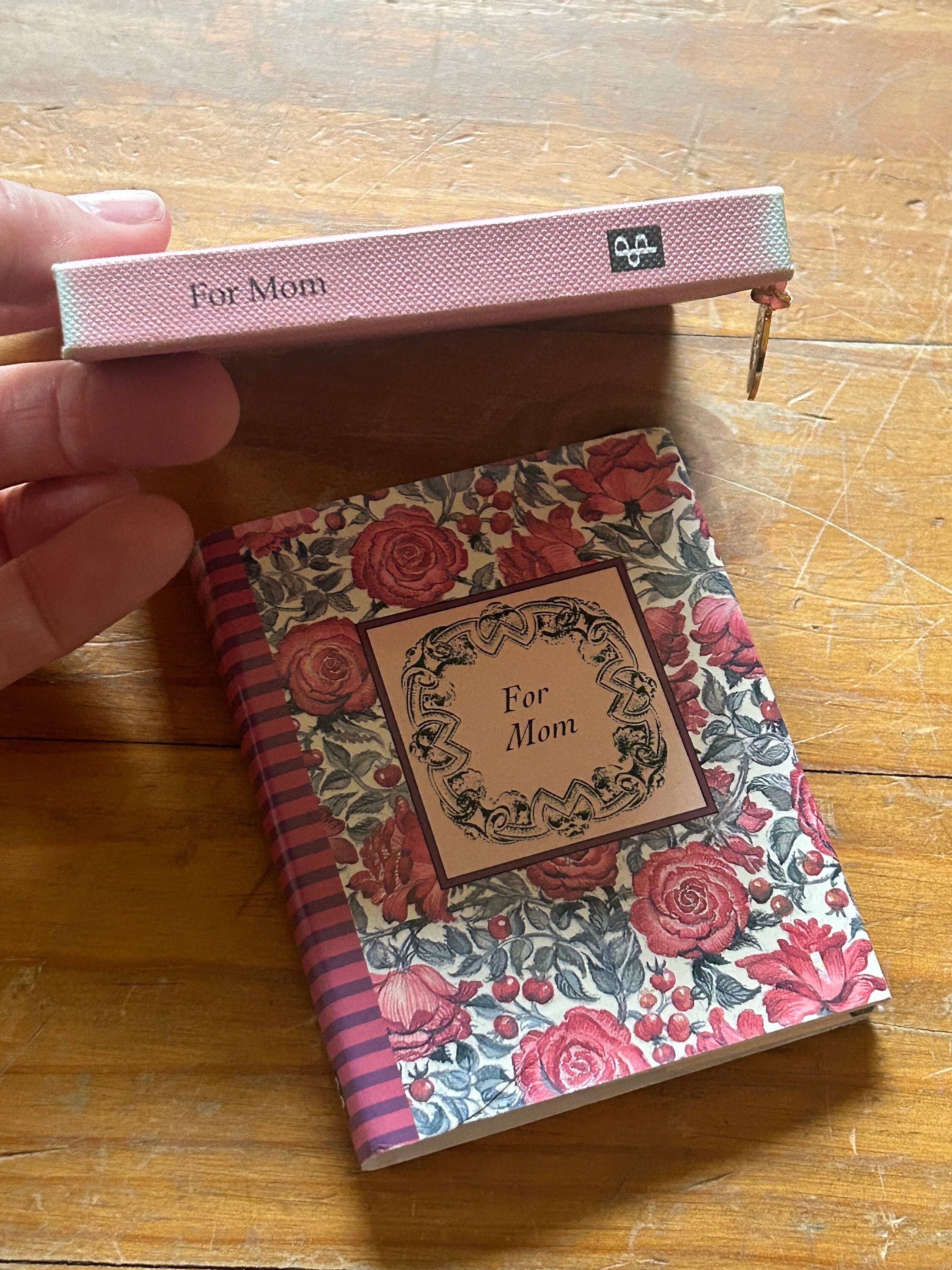 1992 Miniature Mom Book With 24K Gold-plated Bookmark, Pink Floral - Etsy