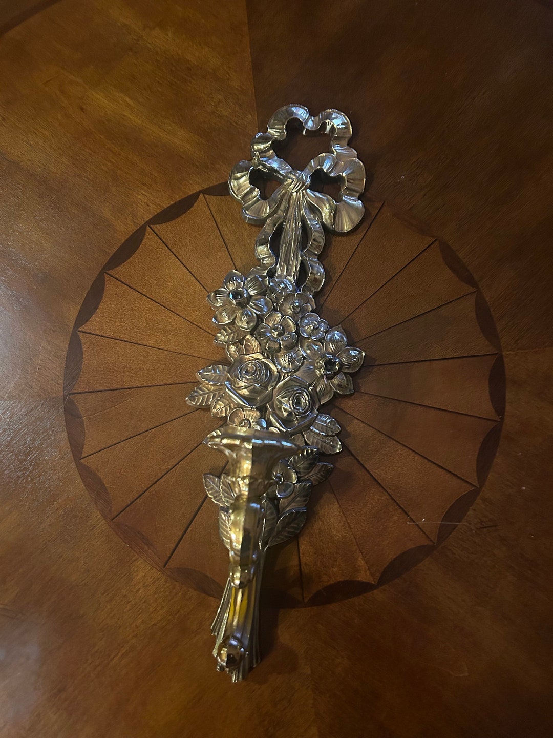 Syroco Inc Gold Tone Floral Wall Decor Sconce Candle Holder - Etsy