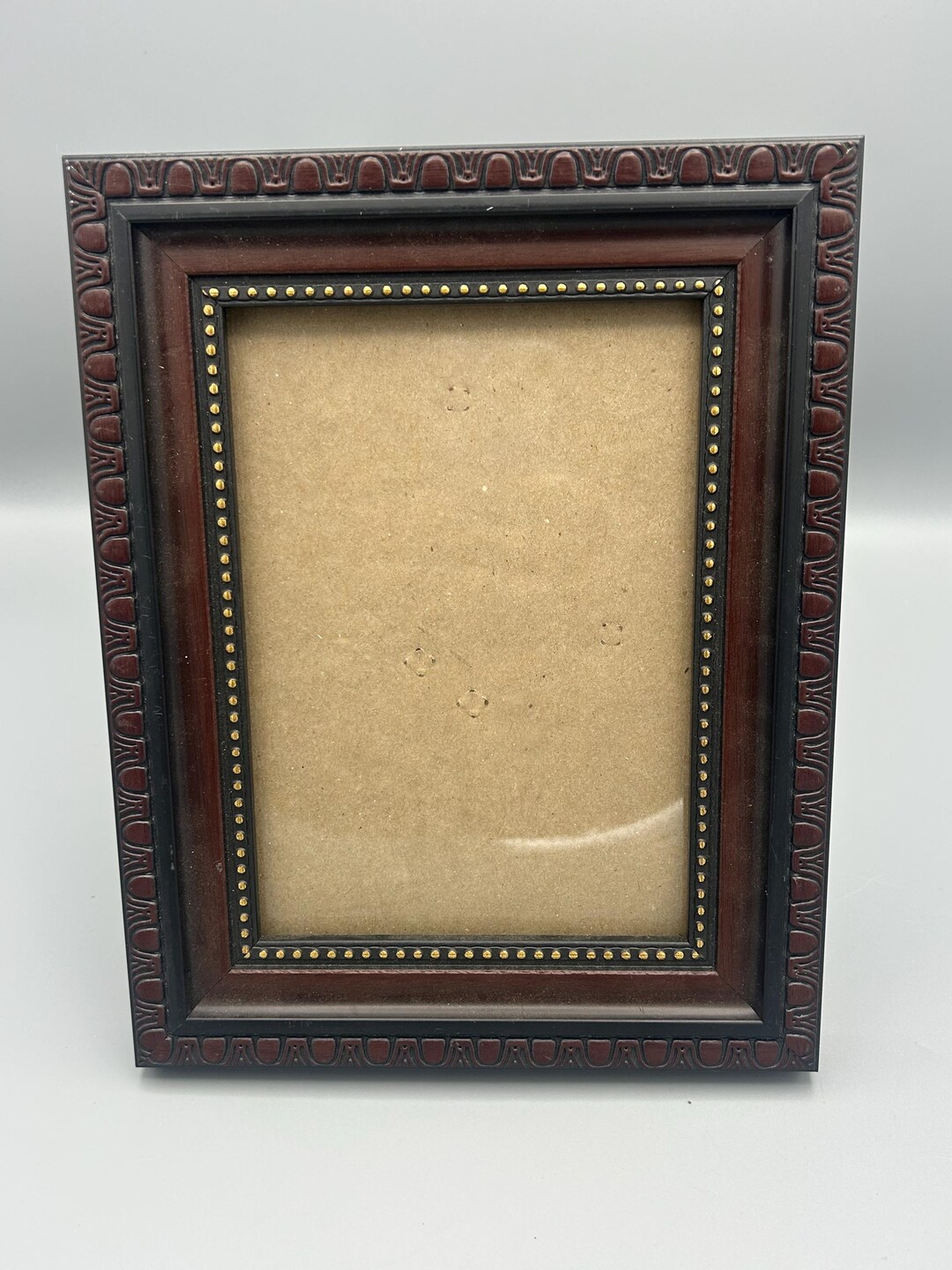 Brown Wooden 5x7 Inch Picture Frame With Gold Beaded Border - Etsy