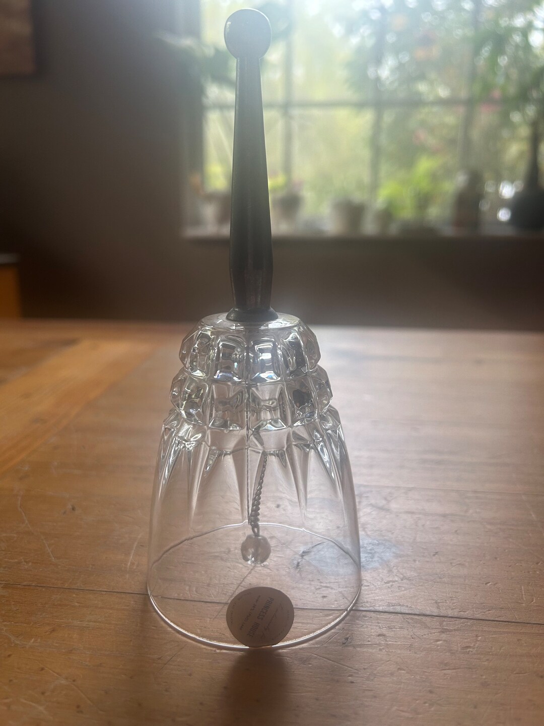 Princess House Crystal Hand Wrung Bell With Silver Plated Metal Handle ...