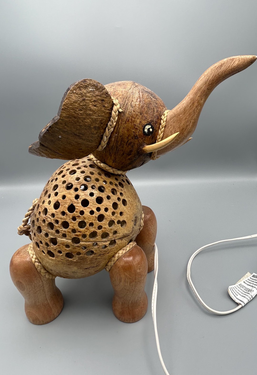 Coconut Shell Elephant Table Lamp - Etsy