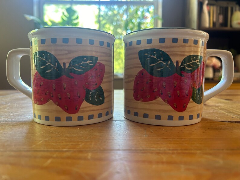 Strawberry Mugs, Set of 2 - Etsy