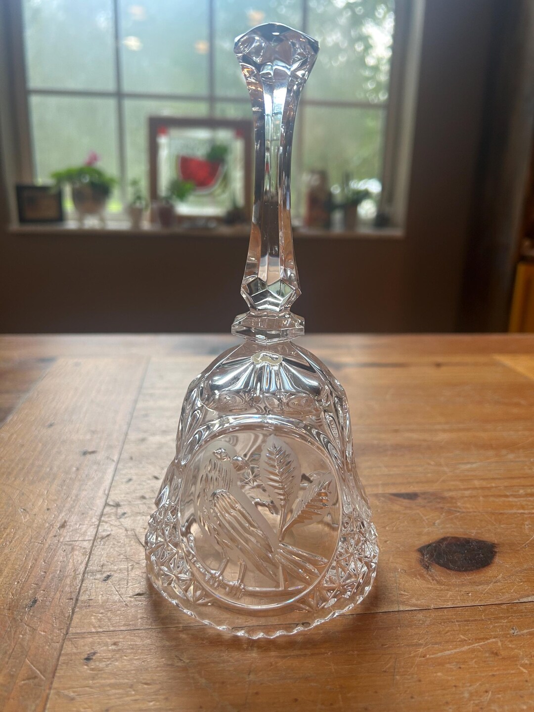 Hofbauer Byrds Germany Crystal Hand Cut Etched Glass Bird Dinner Bell ...
