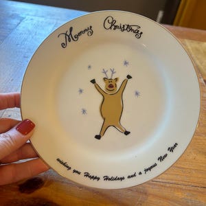Merry Christmas Plates by Merry Brite, Santa, Gift, Reindeer, Tree - Etsy