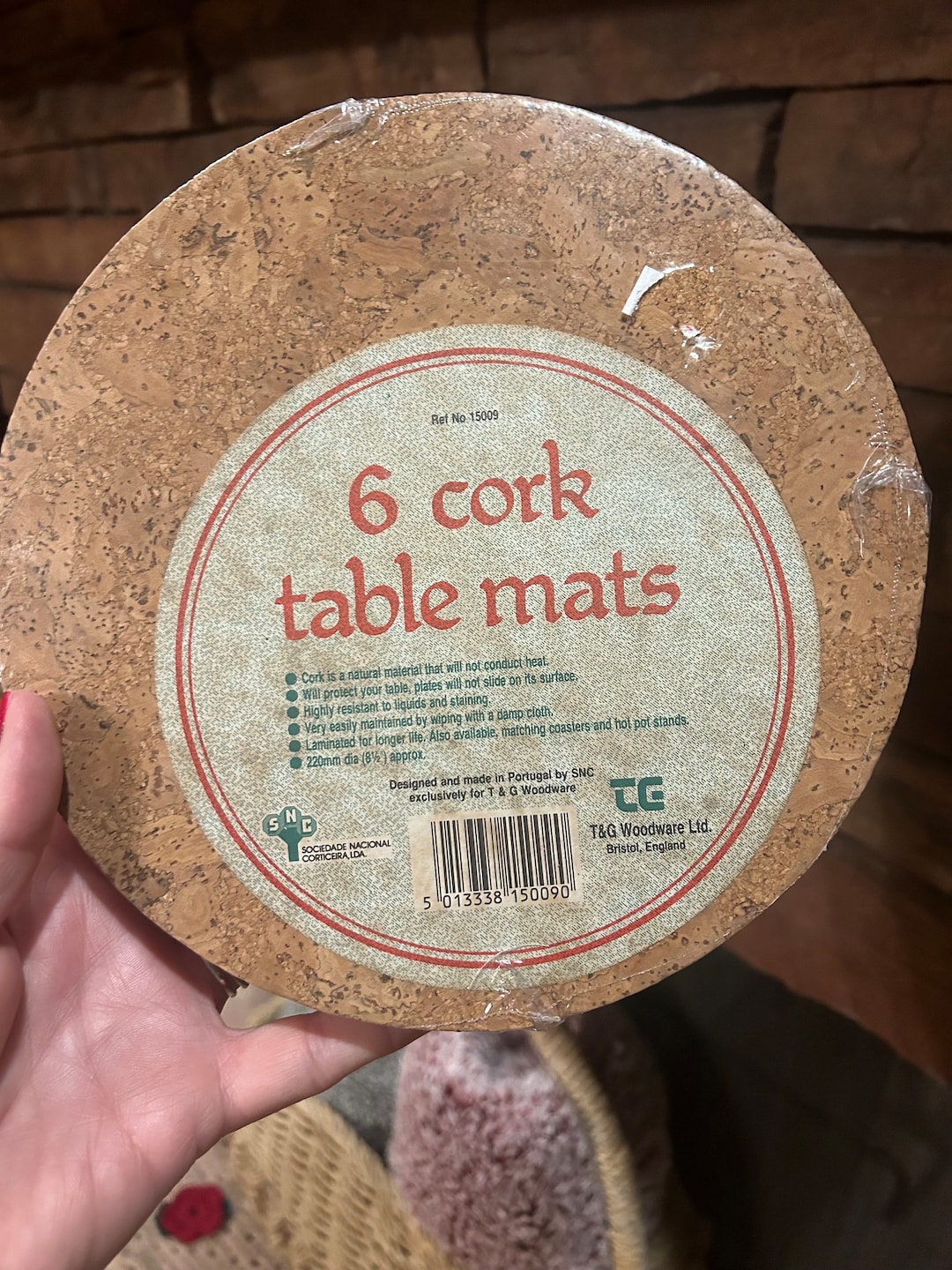 6 Count 8.5” Laminated Cork Mats Designed and Made in Portugal by SNC ...