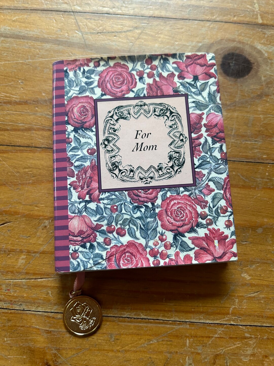 1992 Miniature Mom Book With 24K Gold-plated Bookmark, Pink Floral - Etsy