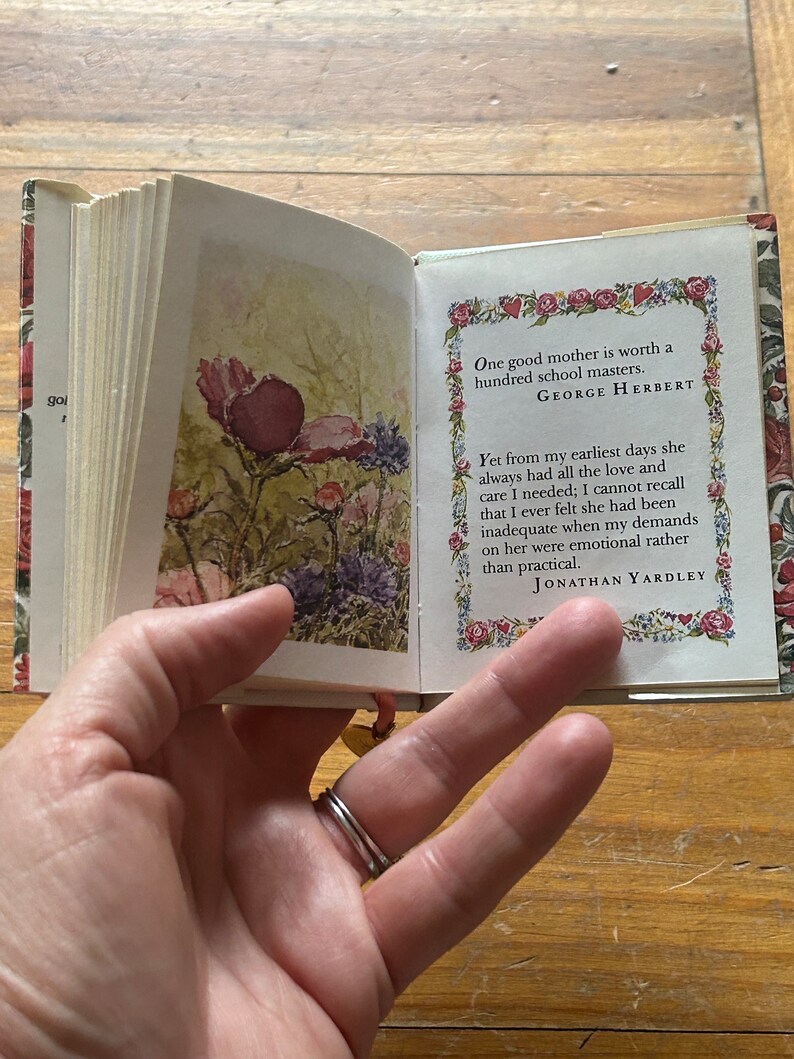1992 Miniature Mom Book With 24K Gold-plated Bookmark, Pink Floral - Etsy