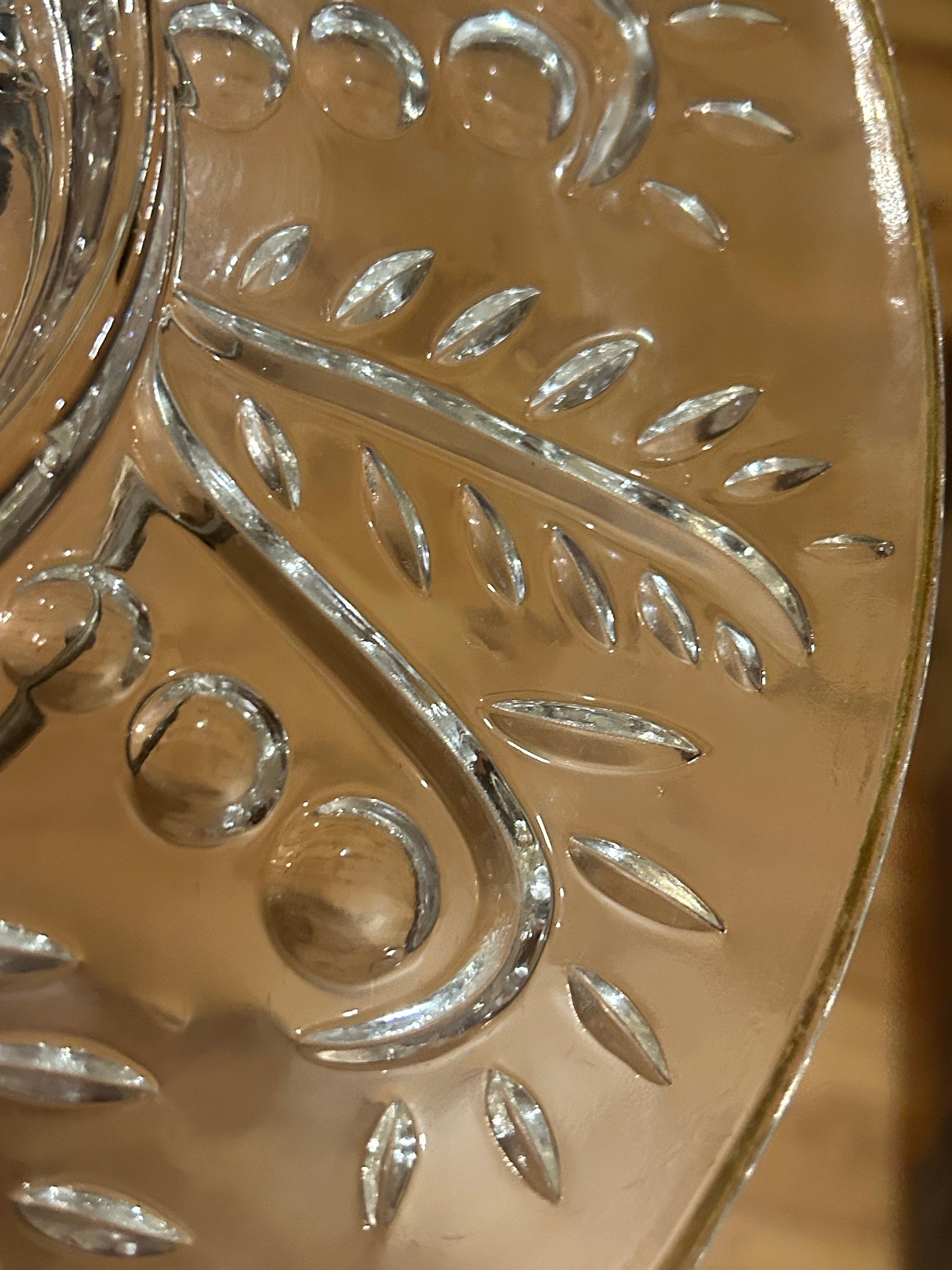 MCM Federal Glass Lazy Susan Relish Tray With Attached Gold Tone Footed ...