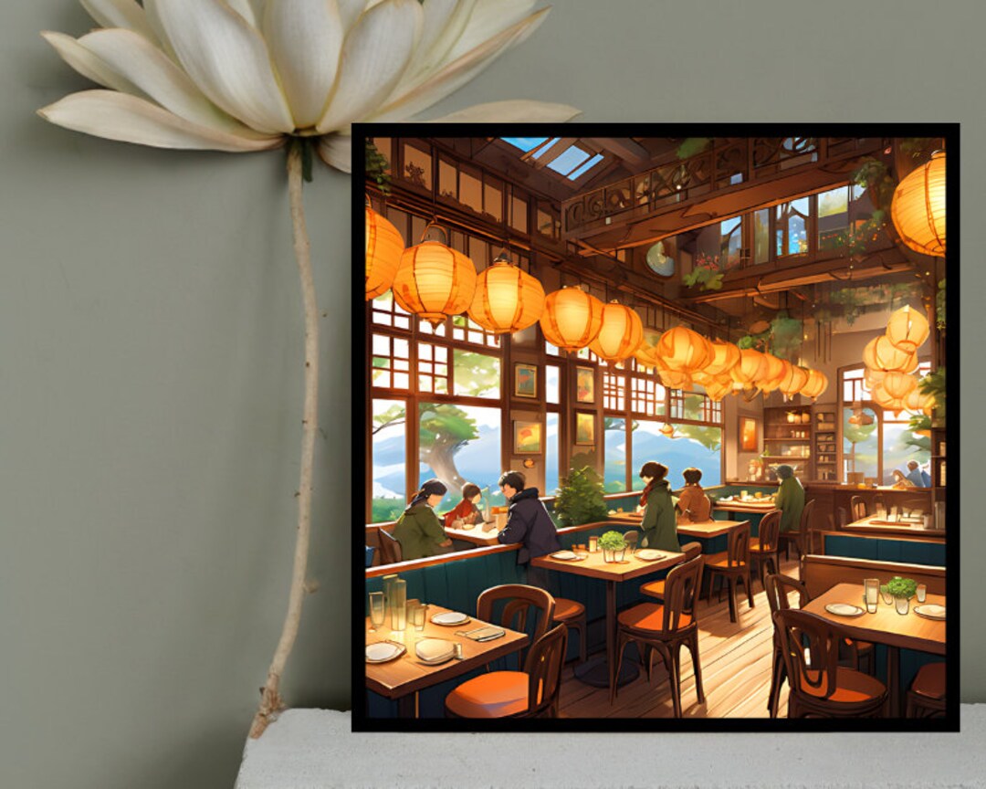 Cozy Café Interior Relaxing Coffee Shop Art Warm Ambiance - Etsy