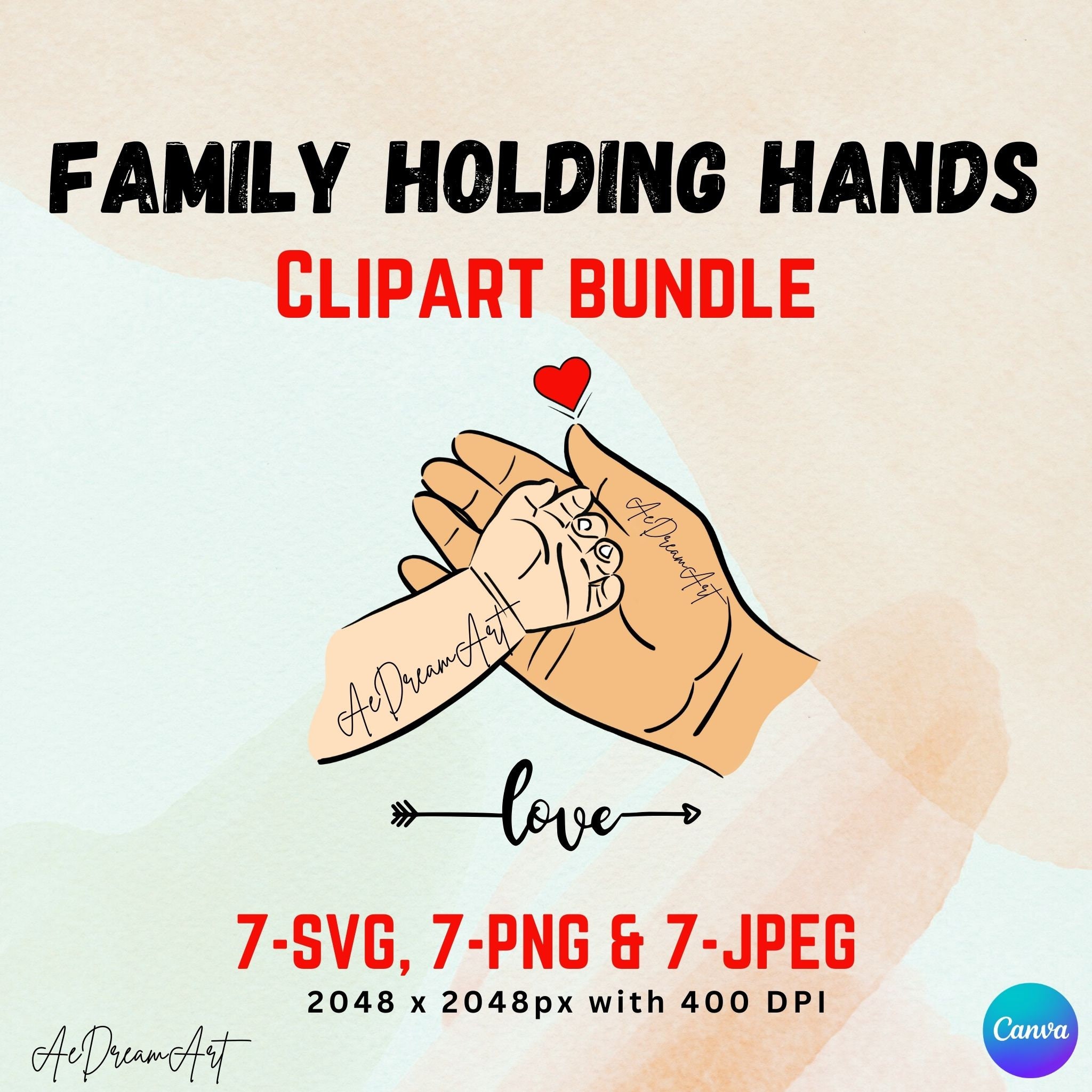 Family Hand Drawing Clipart Holding Hands Family Clipart Bundle SVG ...