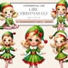 Girl Elf Clipart, Watercolor Santa Elf Clipart, Cute Christmas Girl Elf ...