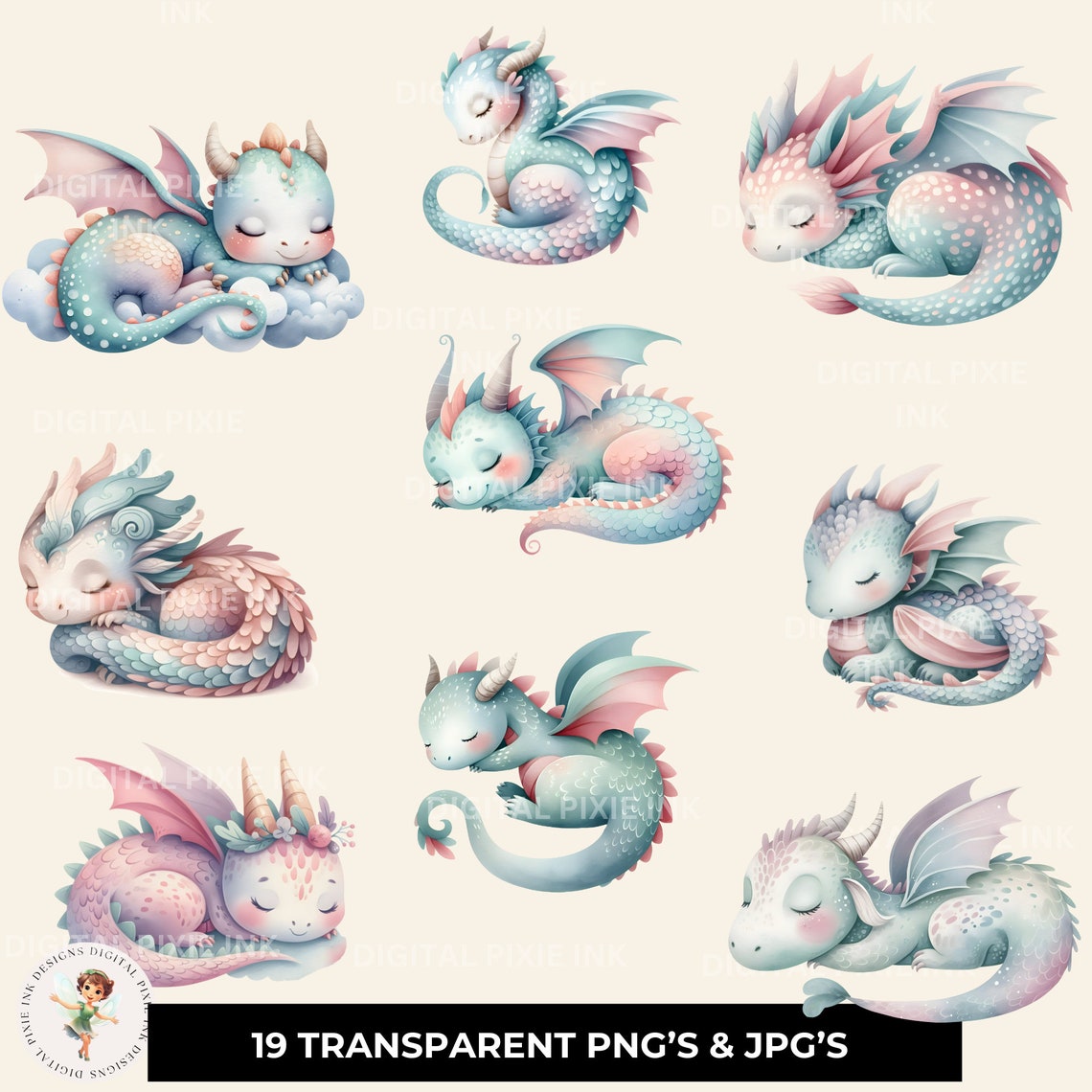 Cute and Dragon and Clipart Watercolor Cute Rainbow Dragon Clipart Baby ...