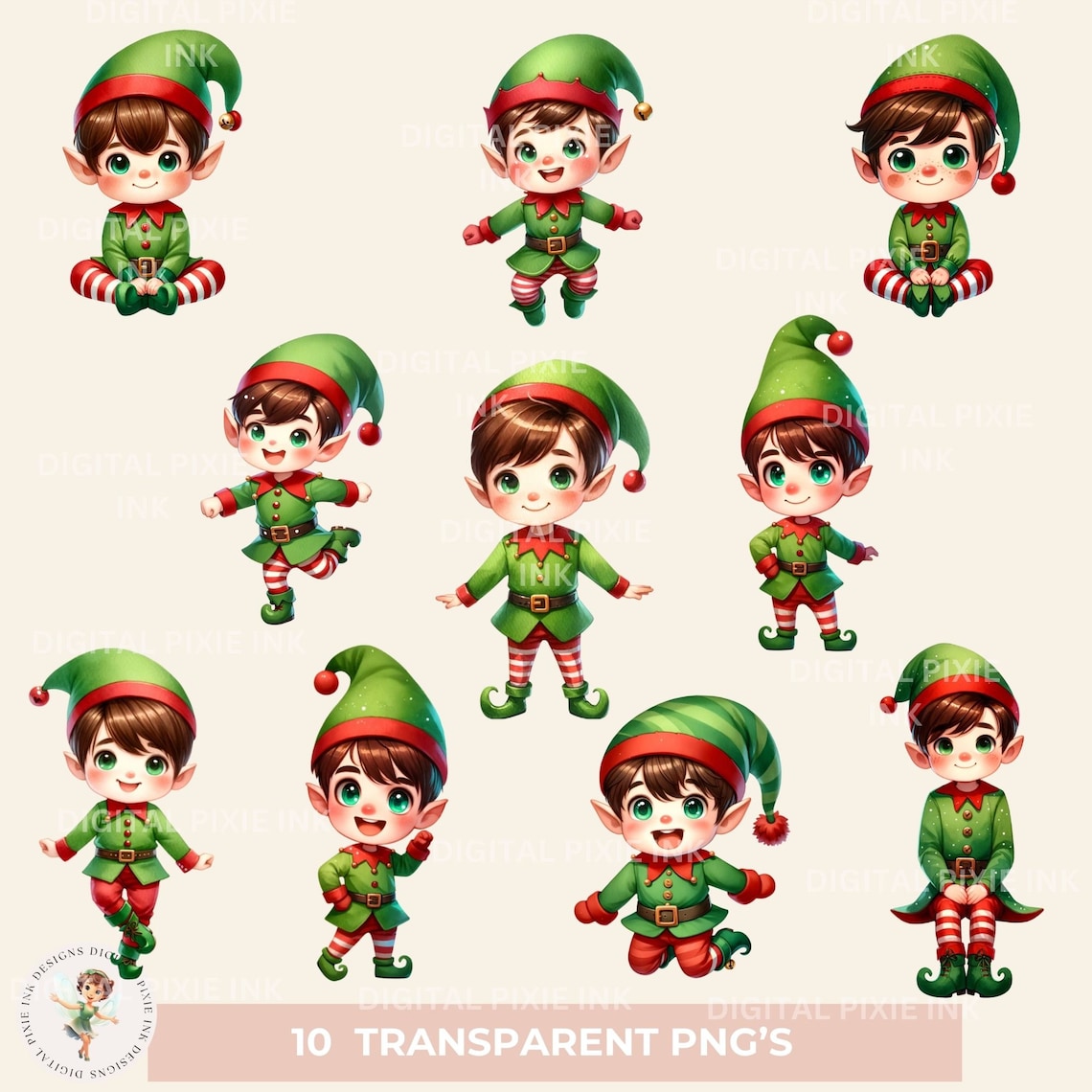 Christmas Elf Boys Clipart, Christmas Elf Watercolor Clipartt, Cute Elf ...
