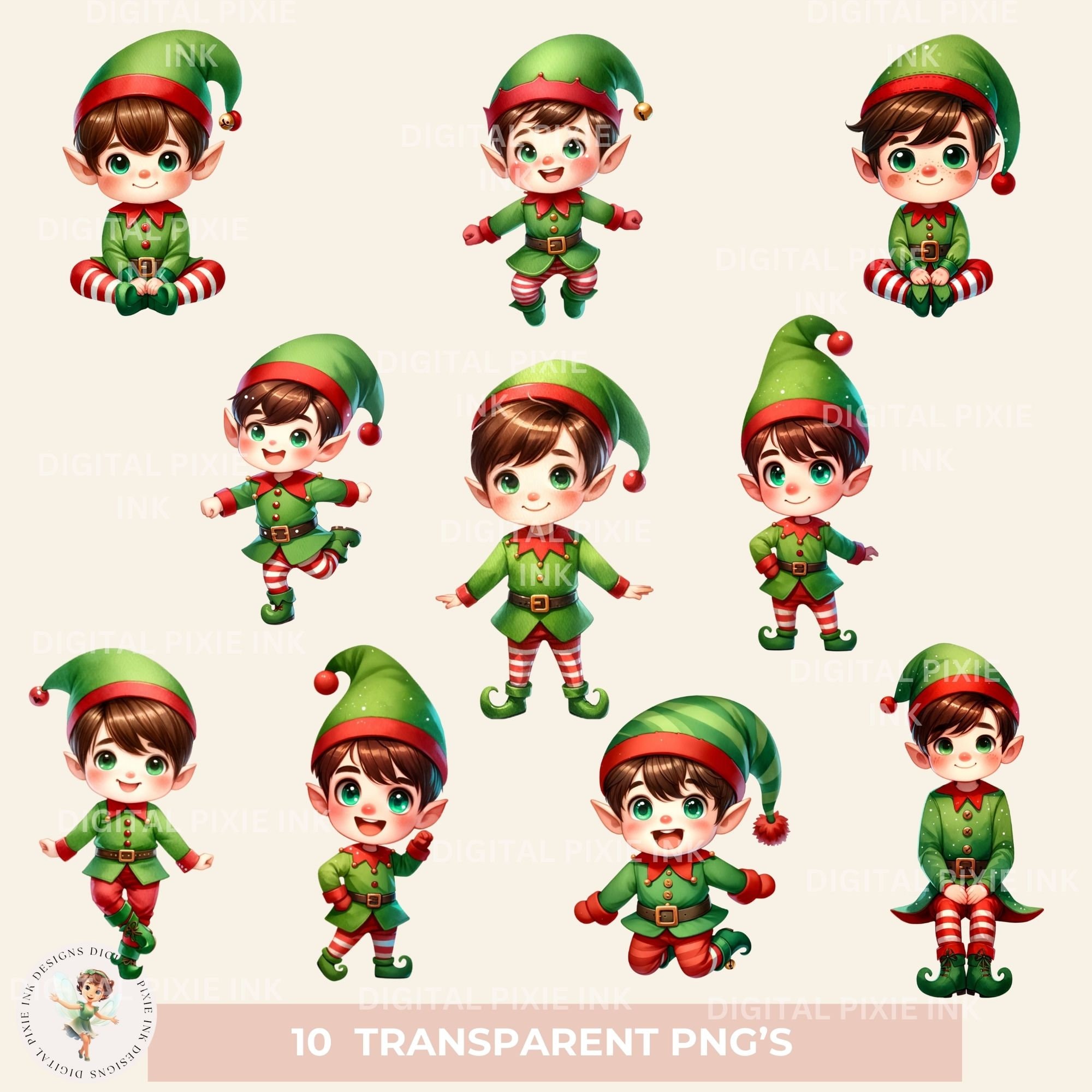 Christmas Elf Boys Clipart, Christmas Elf Watercolor Clipartt, Cute Elf ...