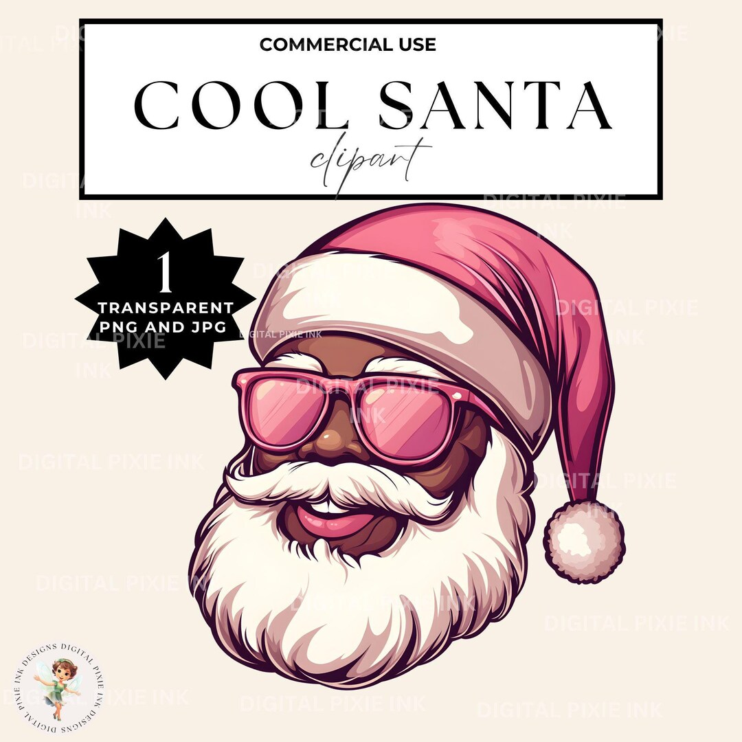 African American Santa Clipart, Retro Santa Face Png, Santa Face With ...