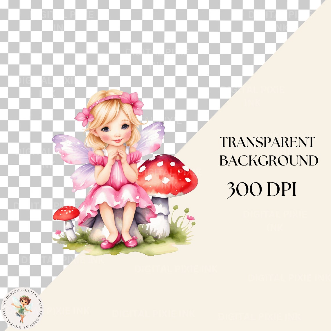 Watercolor Pink Fairy Clipart Bundle Unicorn and Fairy Magical Flower ...