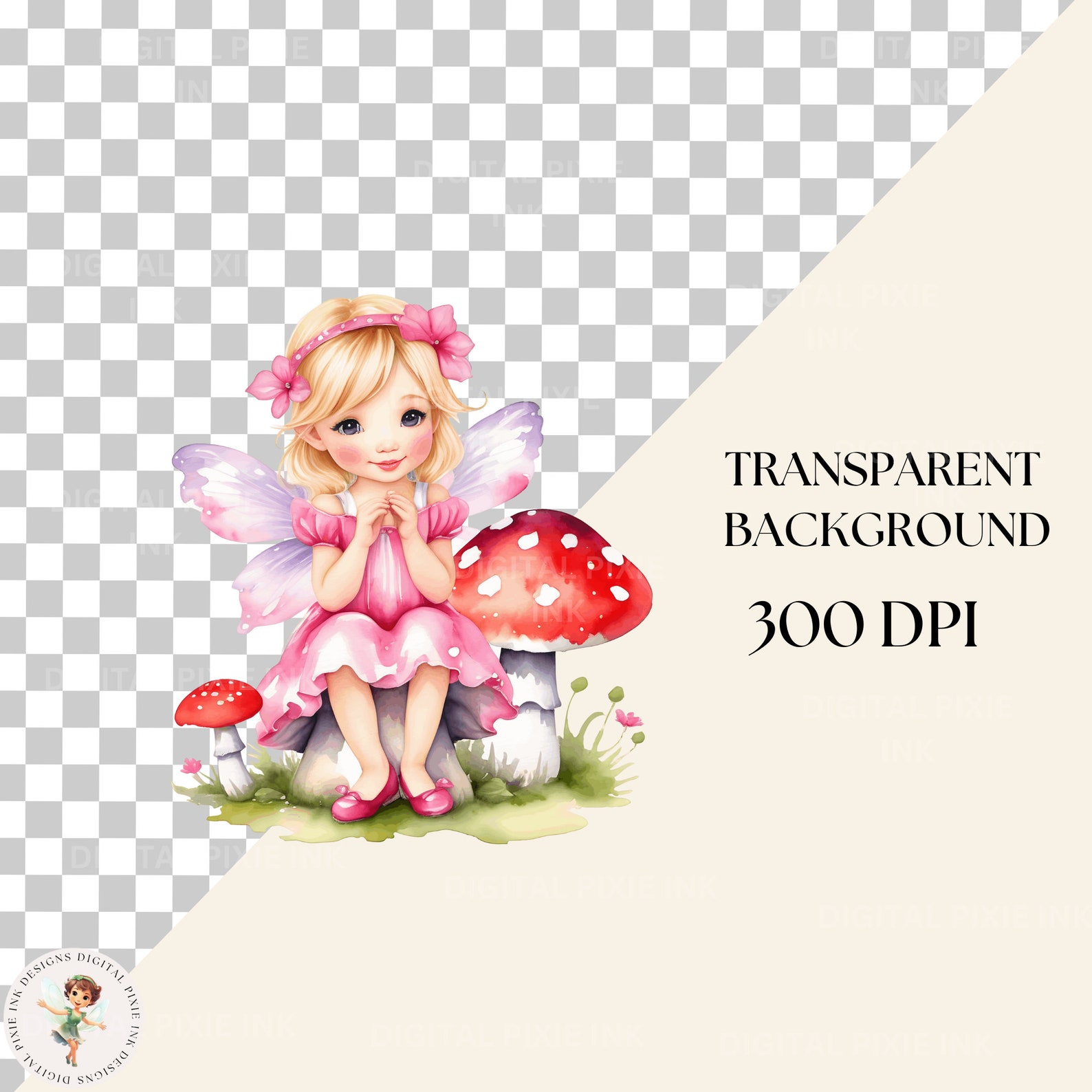 Watercolor Pink Fairy Clipart Bundle Unicorn and Fairy Magical Flower ...