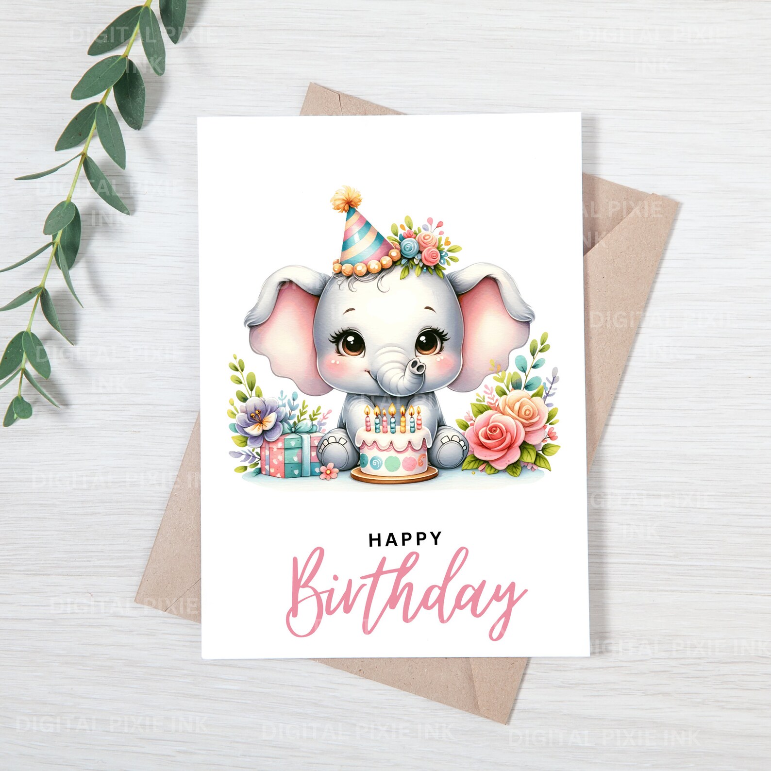 Elephant Birthday Clipart Elephant With Balloon Clipart Cute Elephant ...