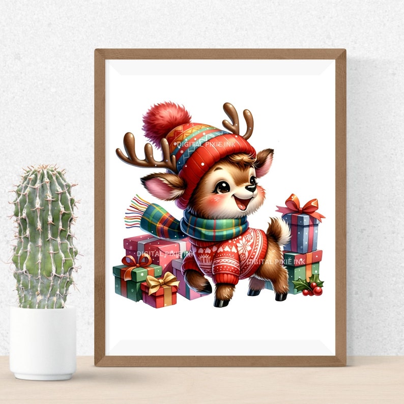 Watercolor Reindeer Clipart Christmas Reindeer Clipart Png - Etsy