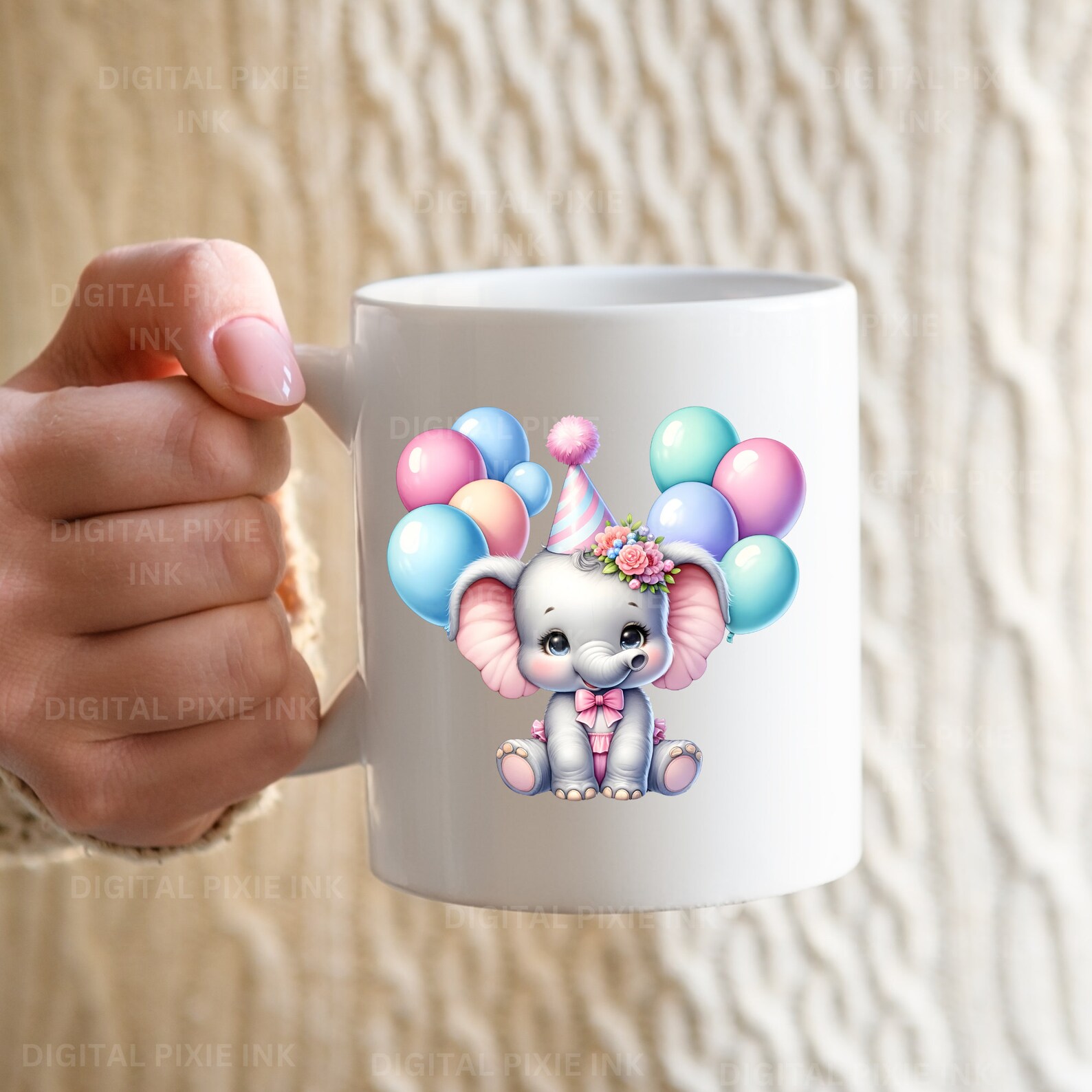 Elephant Birthday Clipart Elephant With Balloon Clipart Cute Elephant ...