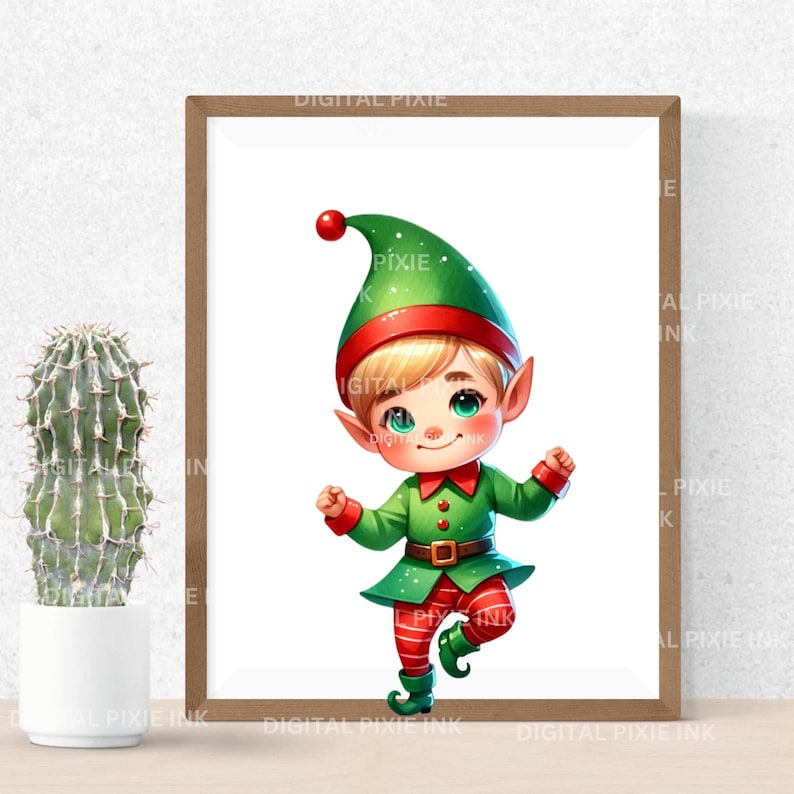 Christmas Elf Boys Clipart, Christmas Elf Watercolor Clipart, Cute Elf ...