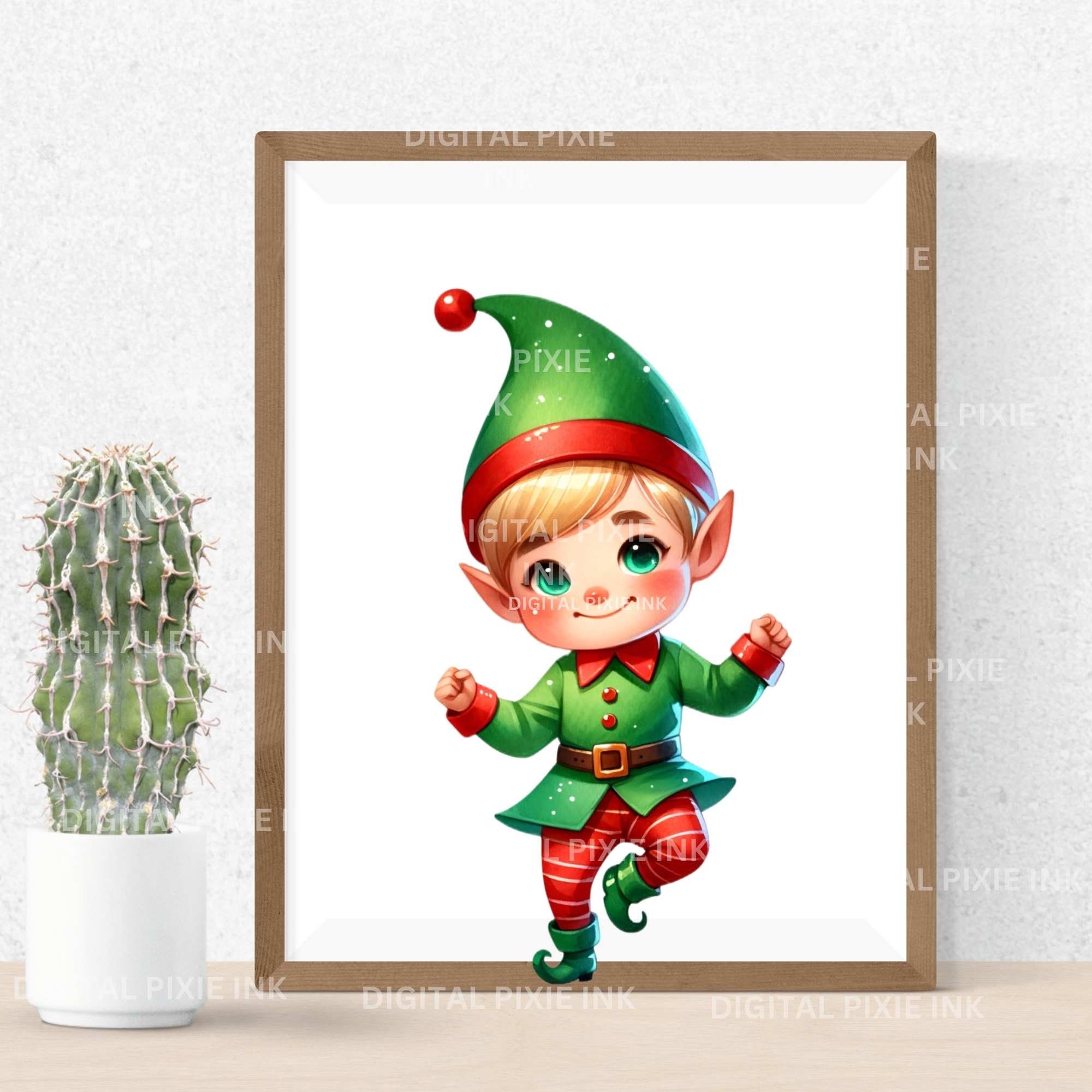 Christmas Elf Boys Clipart, Christmas Elf Watercolor Clipart, Cute Elf ...
