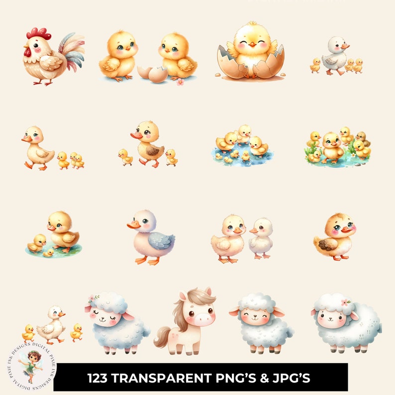 Farm Animal Clipart Bundle Cute Pig Clipart Baby Pig Clipart Cute Farm ...