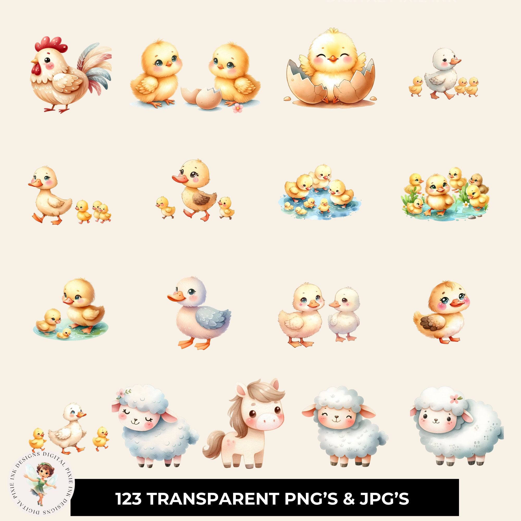 Farm Animal Clipart Bundle Cute Pig Clipart Baby Pig Clipart Cute Farm ...