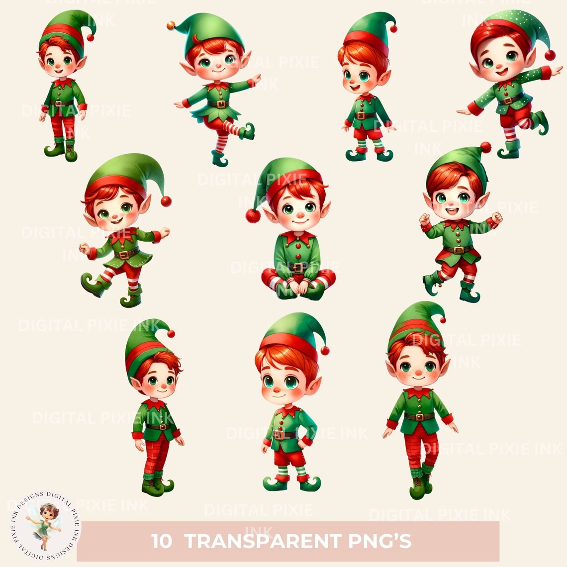 Christmas Elf Boys Clipart, Christmas Elf Watercolor Clipart, Cute Elf ...