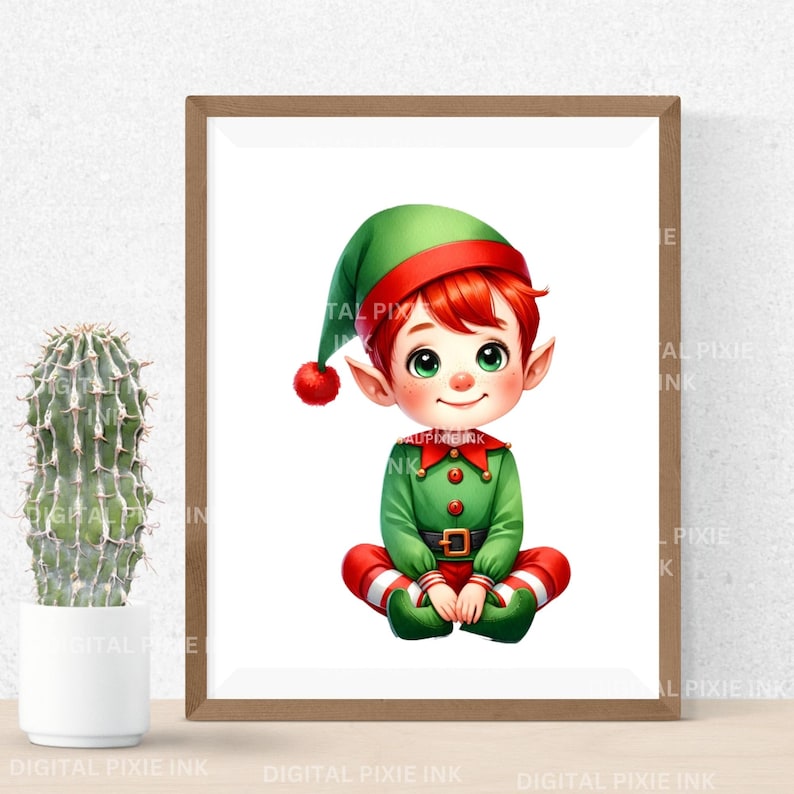 Christmas Elf Boys Clipart, Christmas Elf Watercolor Clipart, Cute Elf ...