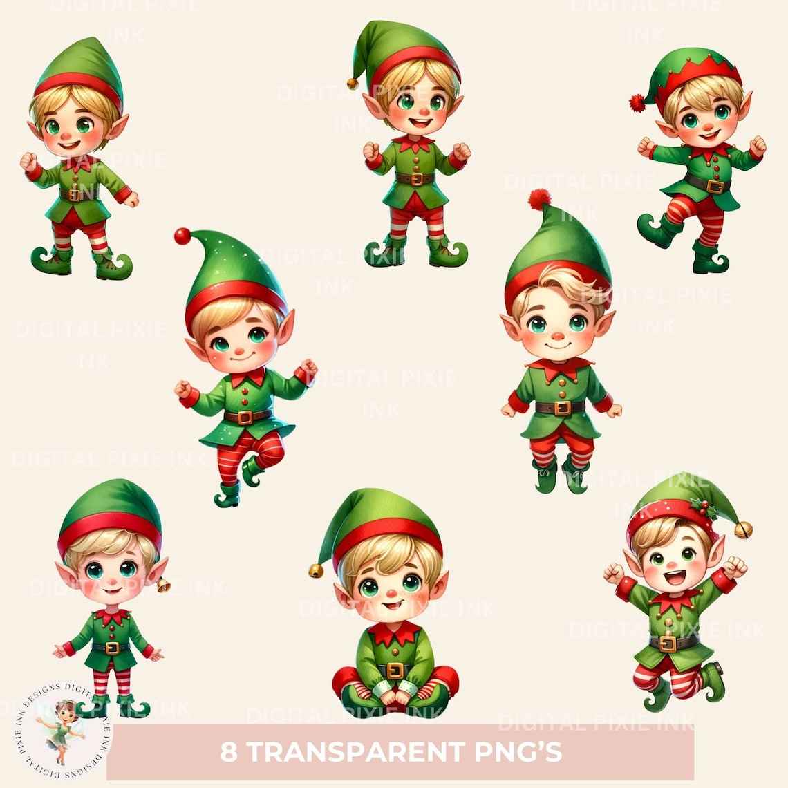 Christmas Elf Boys Clipart, Christmas Elf Watercolor Clipart, Cute Elf ...