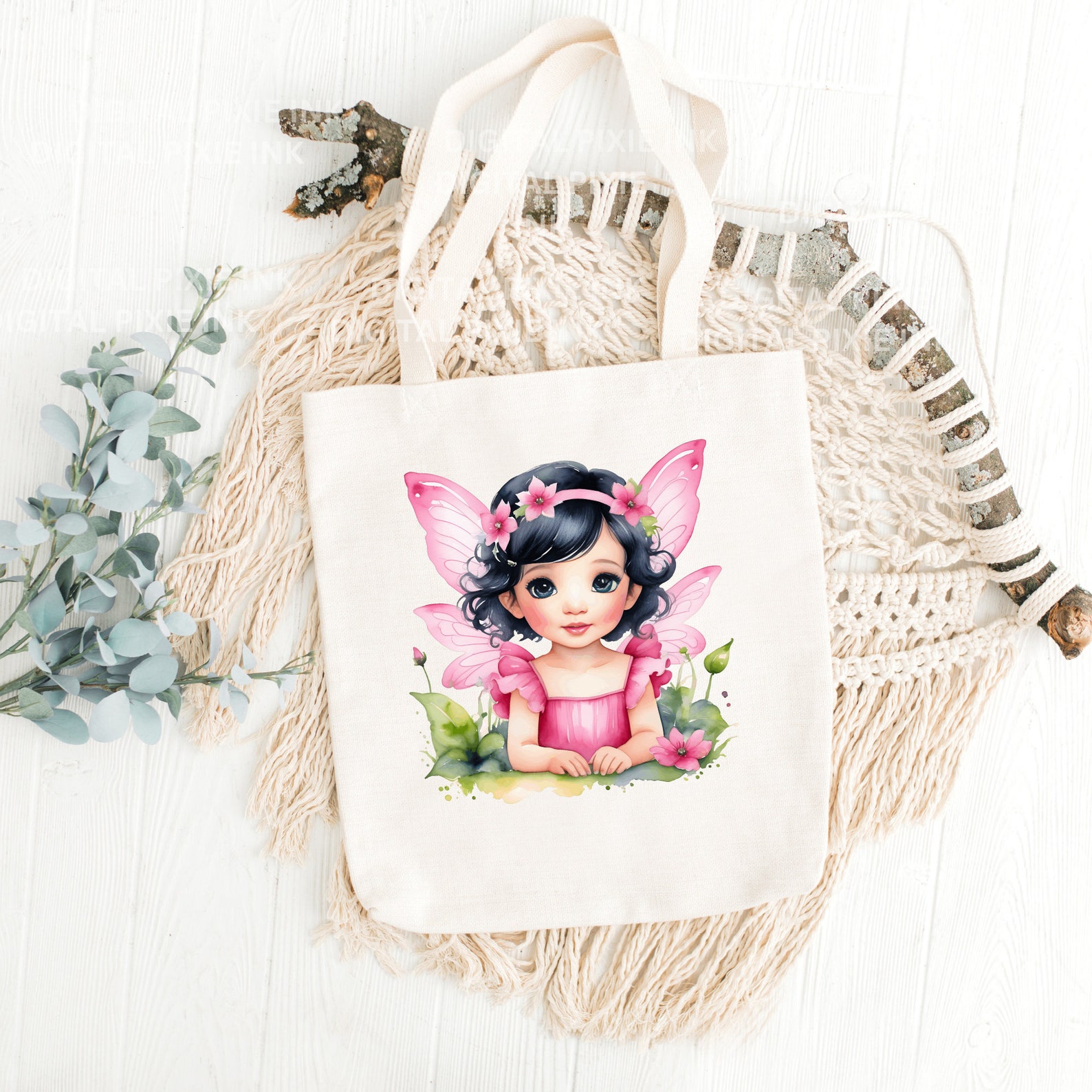 Watercolor Pink Fairy Clipart Bundle Unicorn and Fairy Magical Flower ...