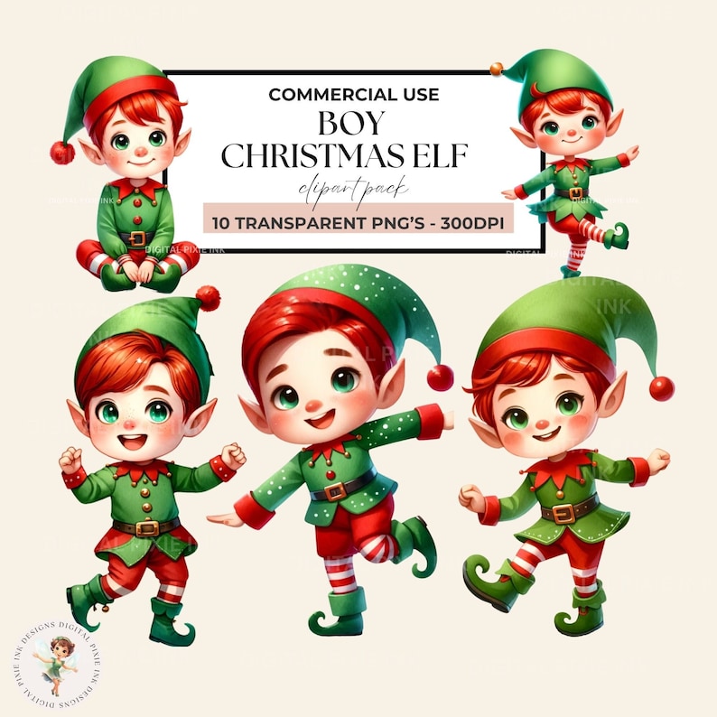 Christmas Elf Boys Clipart, Christmas Elf Watercolor Clipart, Cute Elf ...