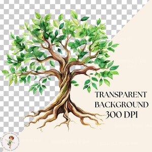 Watercolor Tree With Roots Clip Art Mystical Old Tree of Life Art ...