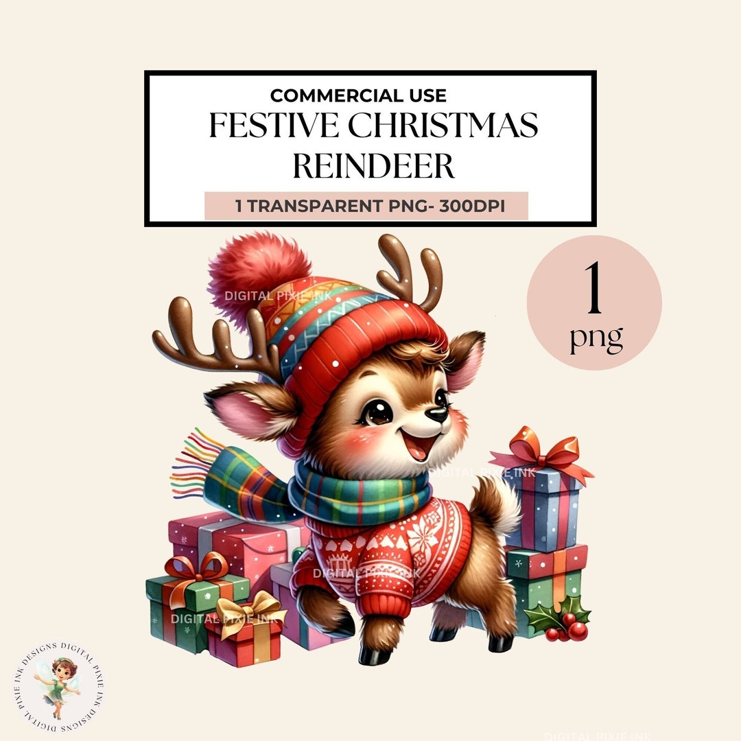 Watercolor Reindeer Clipart Christmas Reindeer Clipart Png Christmas ...