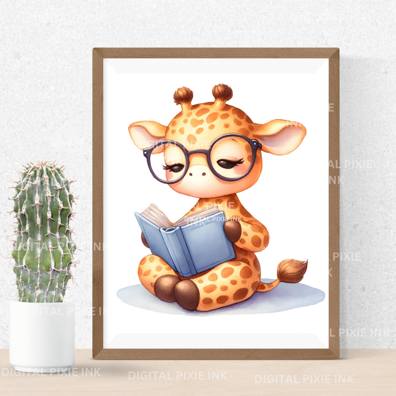 Cute Watercolor Animals Reading Book Clipart, Fantasy Reading Clipart ...