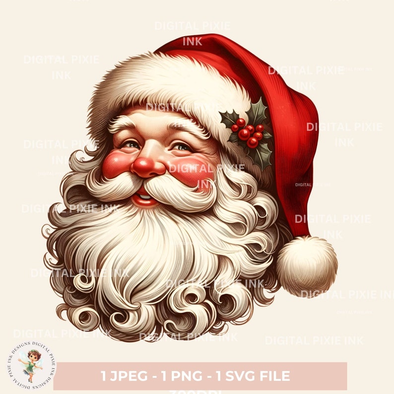 Vintage Santa Svg, Santa Svg, Santa Face Svg, Santa Claus Face Svg ...