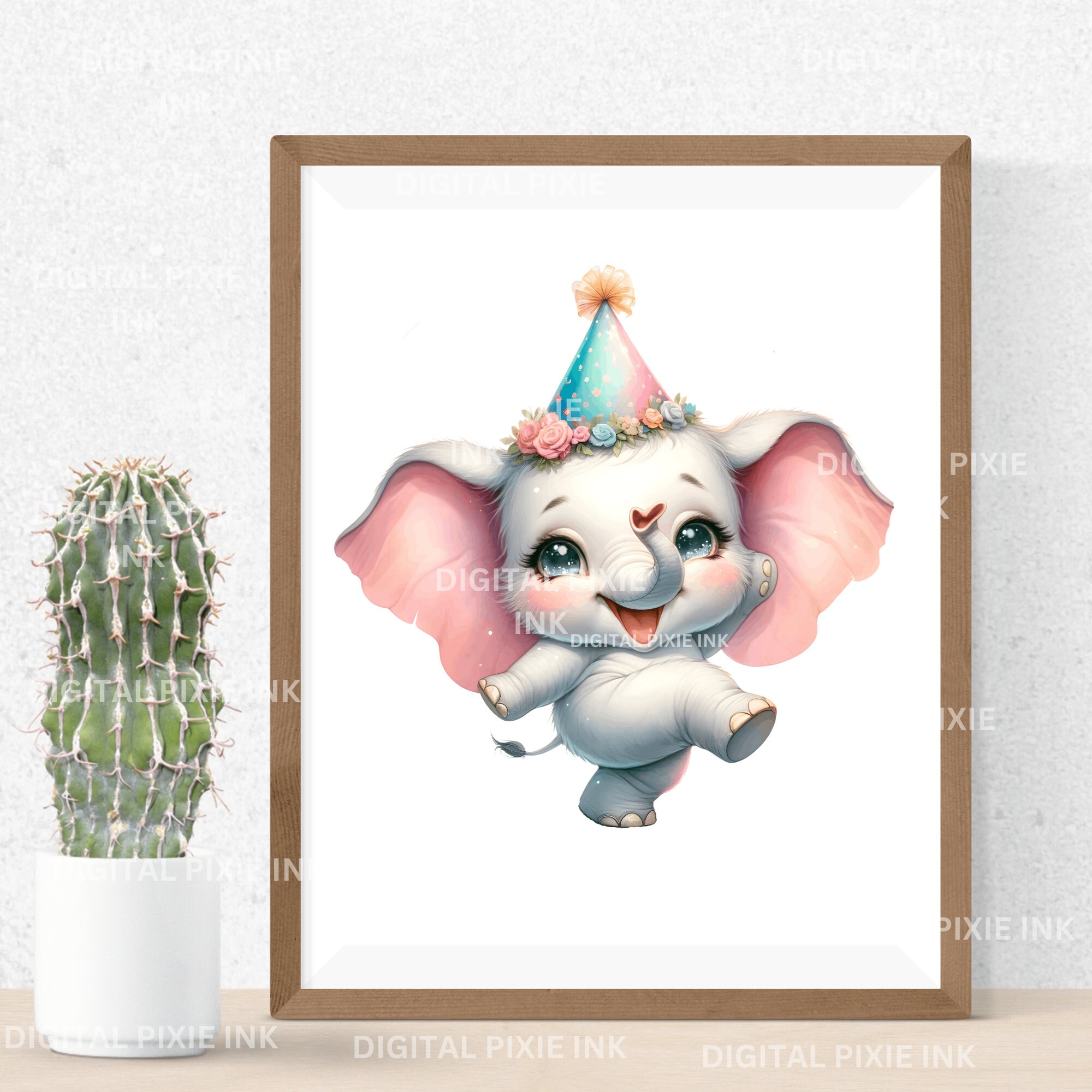 Elephant Birthday Clipart Elephant With Balloon Clipart Cute Elephant ...
