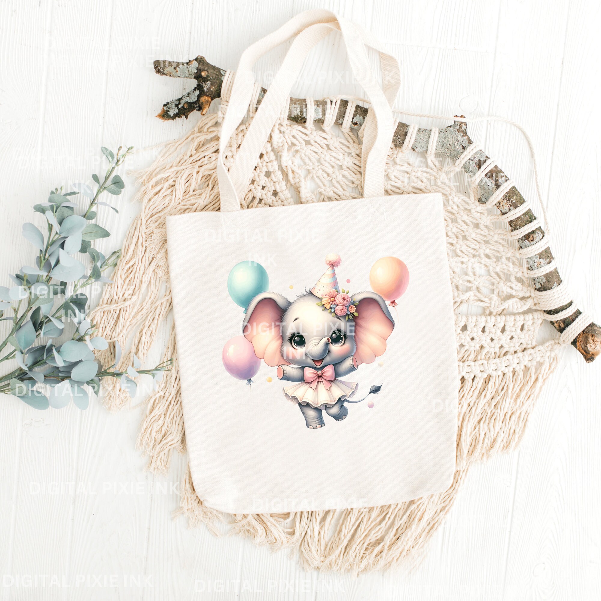 Elephant Birthday Clipart Elephant With Balloon Clipart Cute Elephant ...