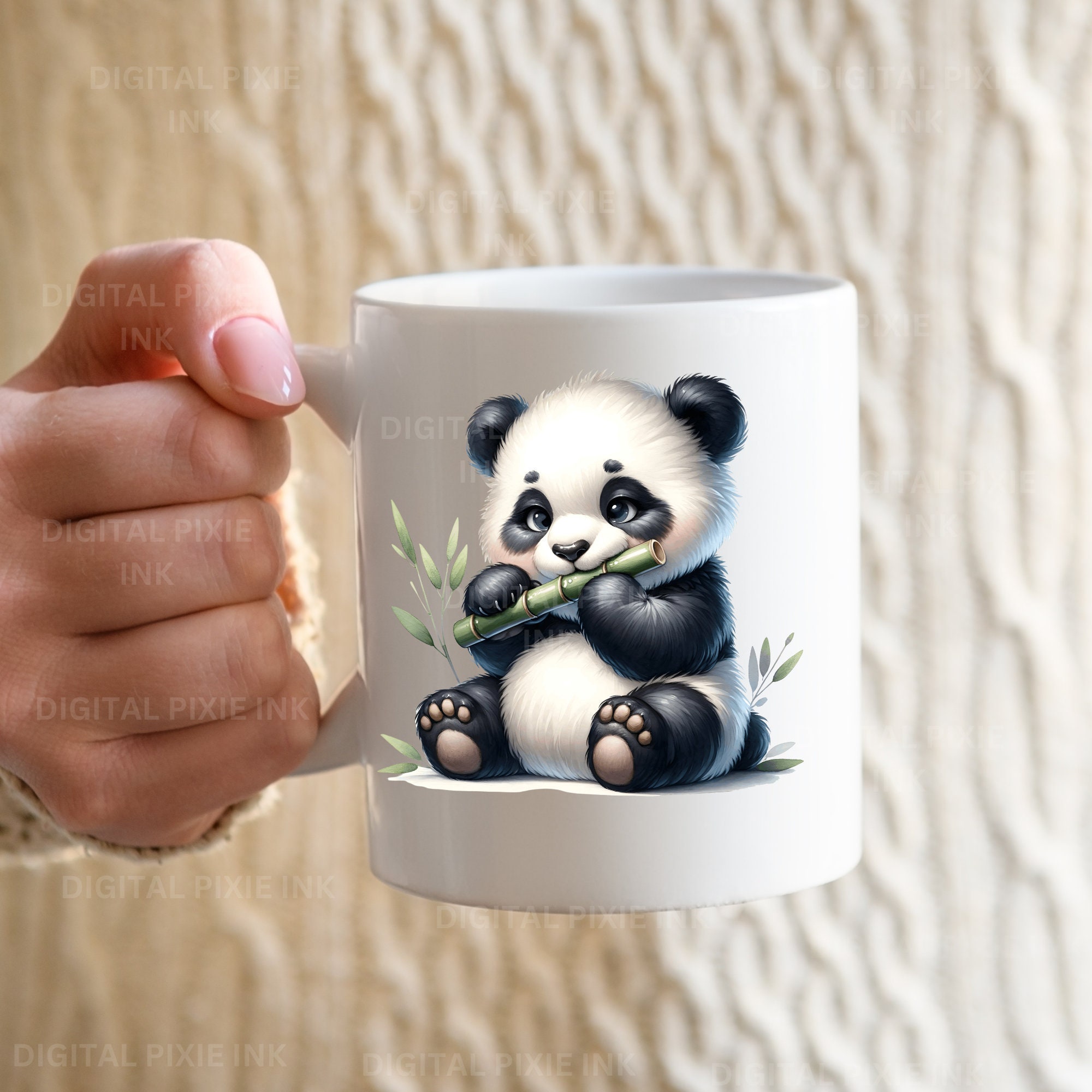 Cute Panda Watercolor Clipart Adorable Funny Baby Panda Bear Clipart ...