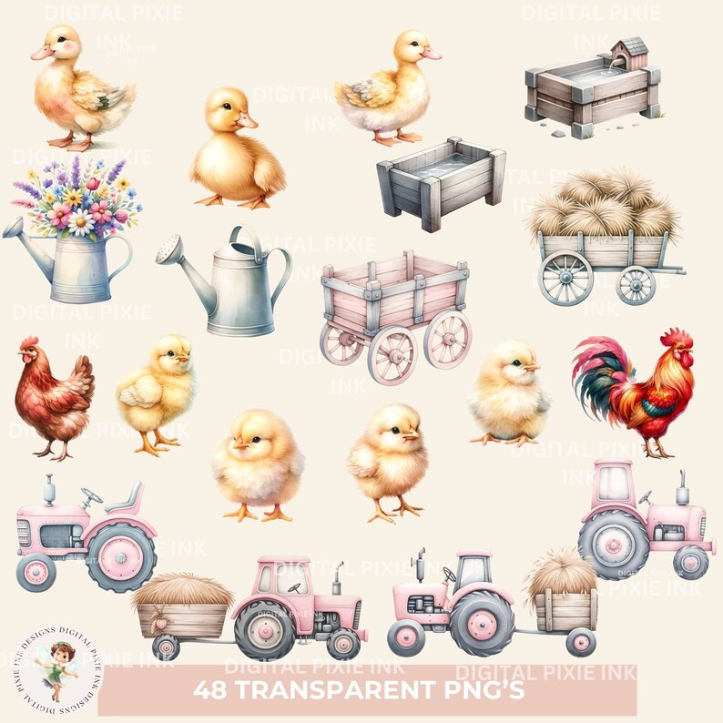 Pink Farm Clipart Mega Bundle, Pink Farm Barn, Pink Farm Animals Baby ...