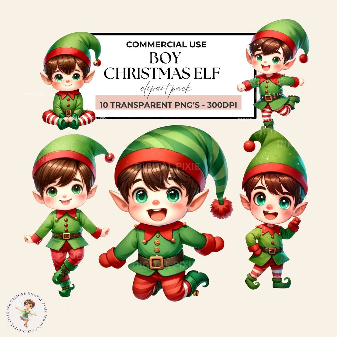 Christmas Elf Boys Clipart, Christmas Elf Watercolor Clipartt, Cute Elf ...