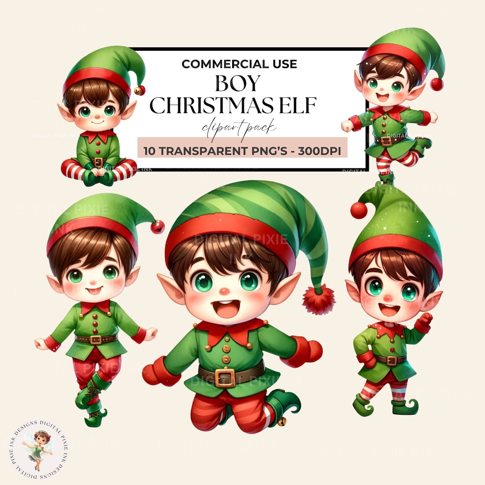 Christmas Elf Boys Clipart, Christmas Elf Watercolor Clipartt, Cute Elf ...