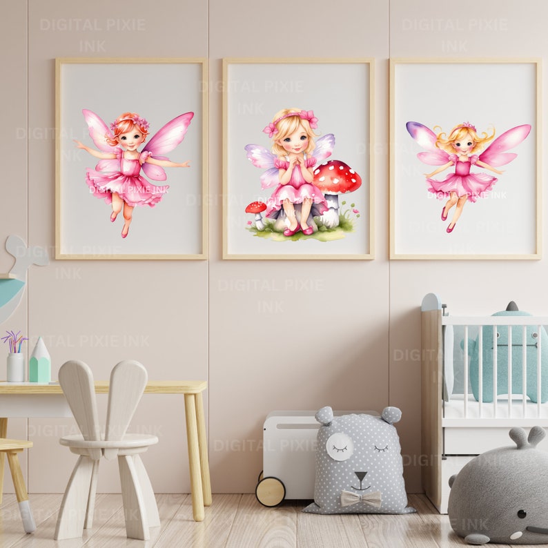 Watercolor Pink Fairy Clipart Bundle Unicorn and Fairy Magical Flower ...