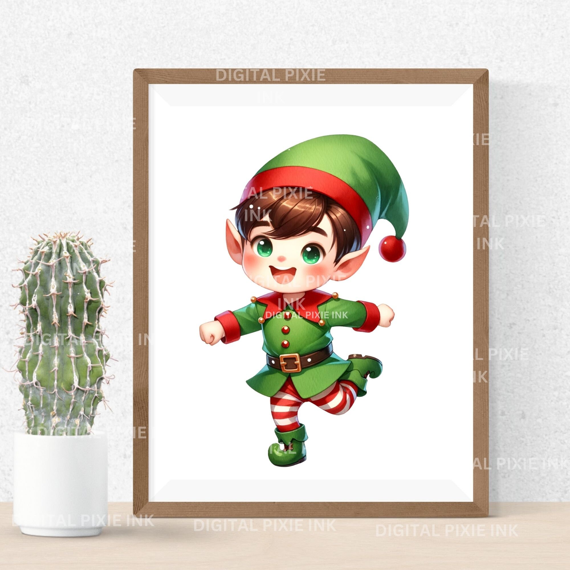 Christmas Elf Boys Clipart, Christmas Elf Watercolor Clipartt, Cute Elf ...