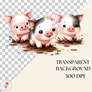 Farm Animal Clipart Bundle Cute Pig Clipart Baby Pig Clipart Cute Farm ...