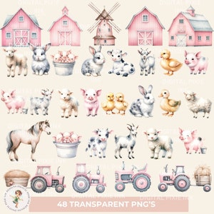 Pink Farm Clipart Mega Bundle, Pink Farm Barn, Pink Farm Animals Baby ...