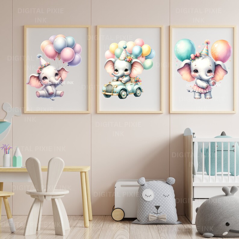 Elephant Birthday Clipart Elephant With Balloon Clipart Cute Elephant ...