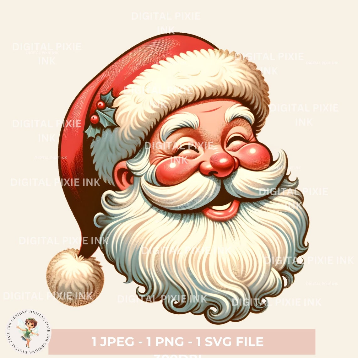 Vintage Santa Svg, Santa Svg, Santa Face Svg, Santa Claus Face Svg ...